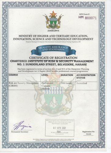 Accreditation – Chartered Institute of Risk & Security Management